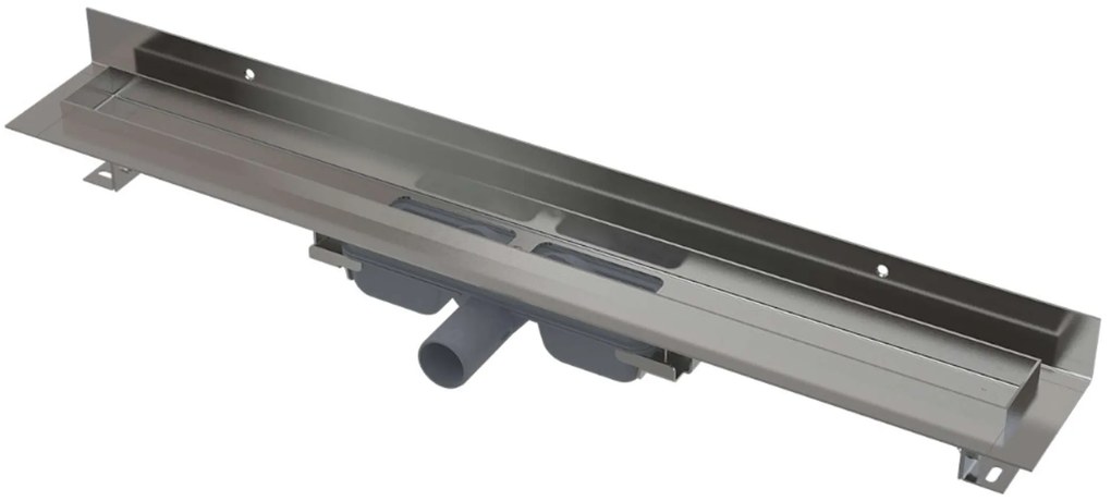 Alca - Sprchový žlab Wall Low 65 cm, s okrajem pro plný rošt a s pevným límcem ke stěně, nerez APZ116-650