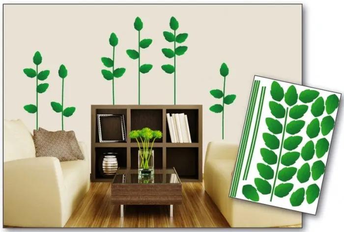 ST1 014 Samolepicí dekorace na zeď - Zelená rostlina | 50x 70 cm | zelená