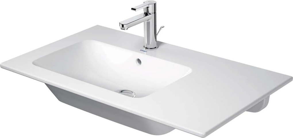 Duravit ME by Starck - Umyvadlo 83x49 cm, s přepadem, otvor pro baterii, odkládací plocha vpravo, DuraShield, matná bílá 234583AC00
