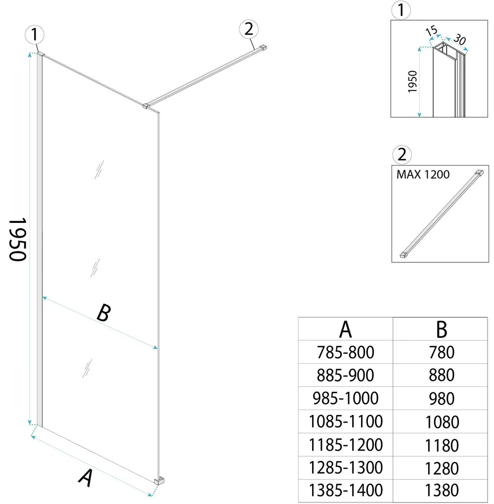 Bezrámová sprchová zástěna REA FLEXI GOLD BRUSH 140 cm, zlatá kartáčovaná/šedá kouřová - bez vaničky
