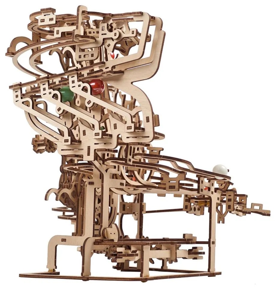 Ugears 3D dřevěné mechanické puzzle Kuličková dráha řetězová