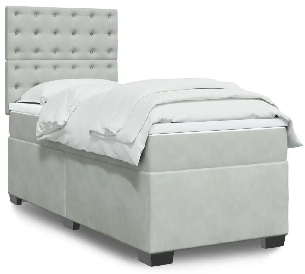 Box spring postel s matrací světle šedá 100x200 cm samet 3290846