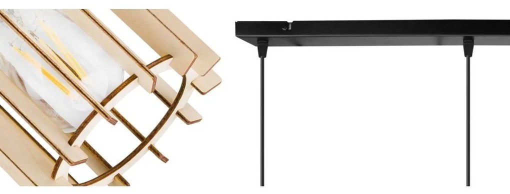 Závěsné svítidlo Timber 7, 3x dřevěné stínítko
