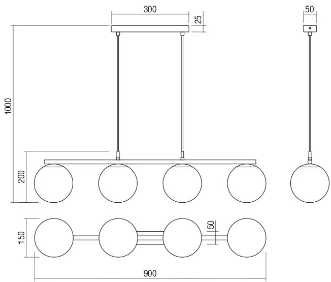 Smarter Závěsné interiérové svítidlo Bowling, š.90cm Barva: Černá