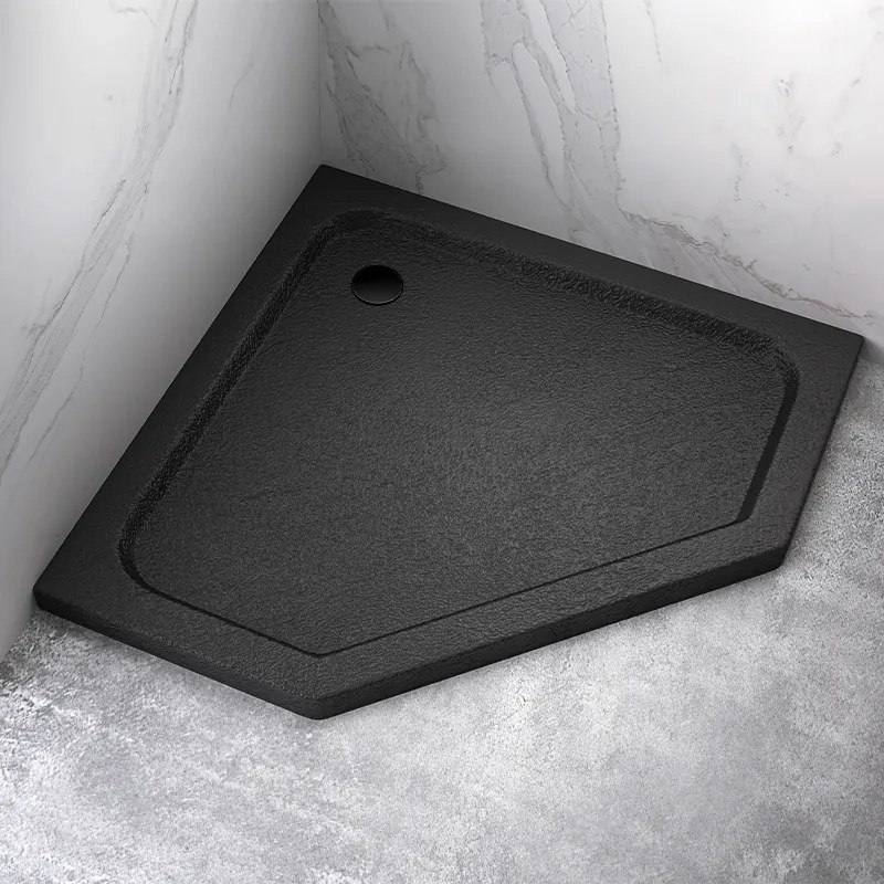 BPS-koupelny Pětiúhelníková sprchová vanička HYD-PSV-RAVE 100x100 černá