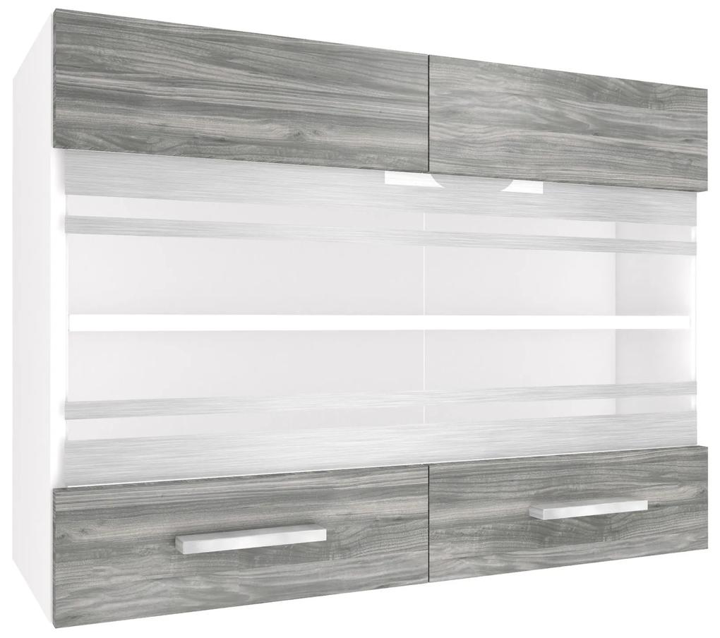 Kuchyňská skříňka Belini horní 80 cm šedý antracit Glamour Wood  TOR SGW80/2/WT/GW1/0/E