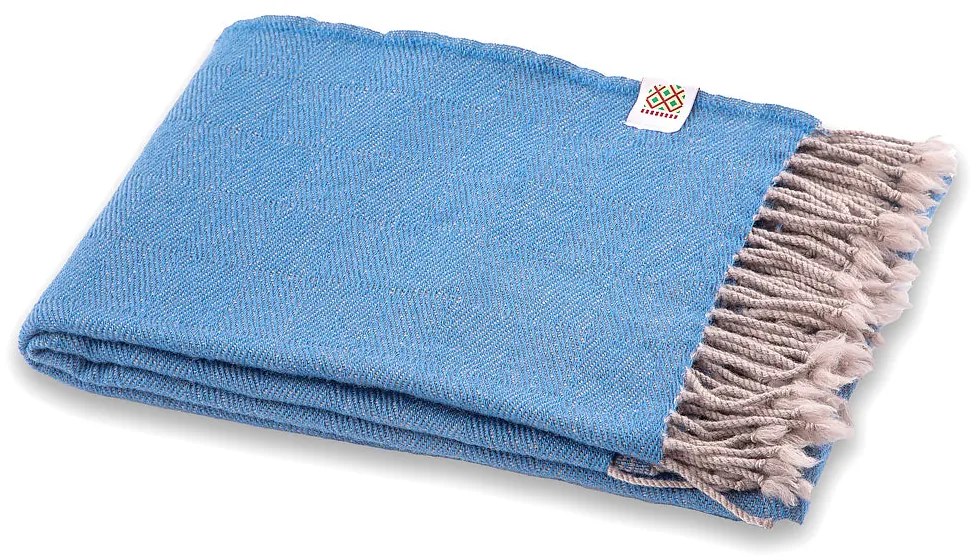 Vlněná deka Kostadina merino - modrá