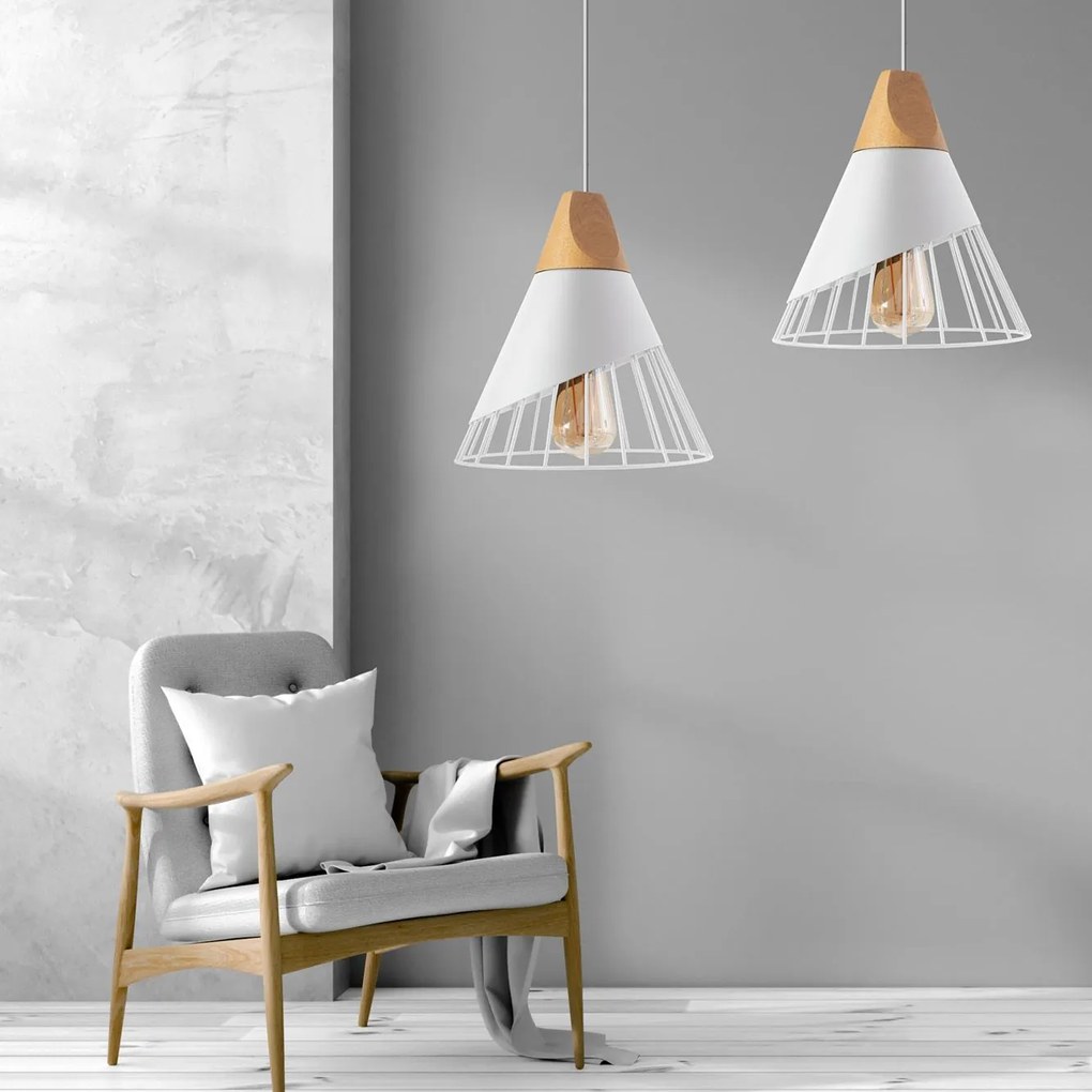 Toolight Toolight, závěsná stropní lampa 1xE27 APP226-1CP, bílá-hnědá, OSW-00893