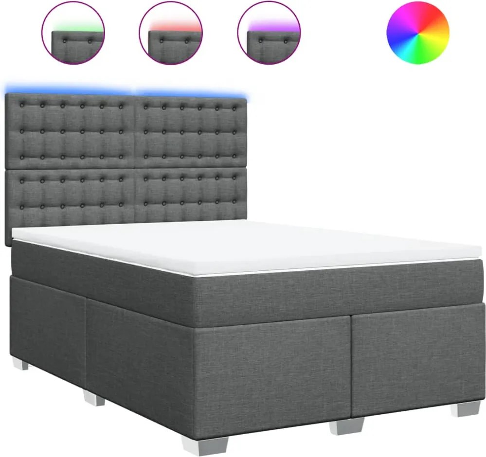 Box spring postel s matrací tmavě šedá 140x200 cm textil 3292826