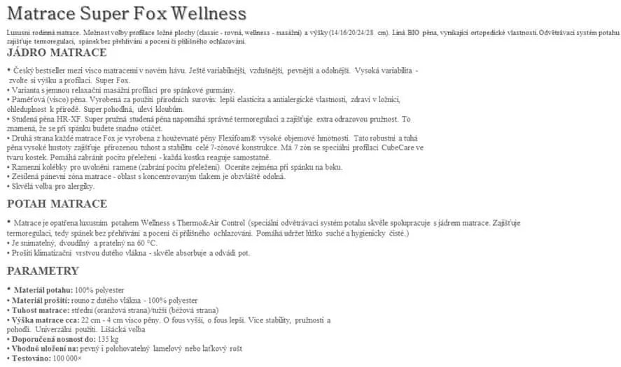 Tropico super fox Super Fox Visco Wellness 22 - 100x210 cm