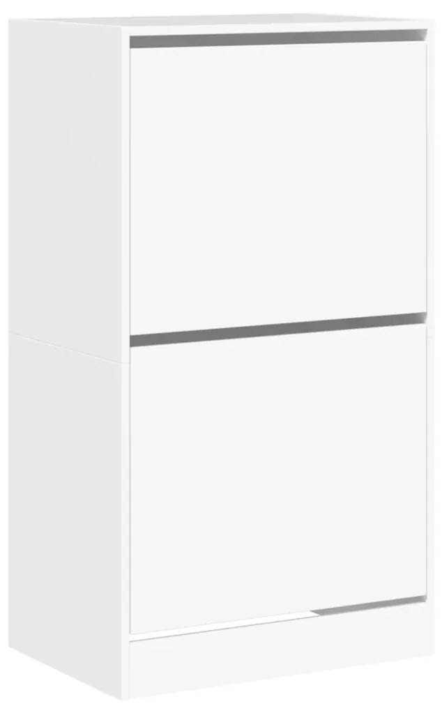 vidaXL Botník se 2 výklopnými zásuvkami bílý 60 x 42 x 108 cm