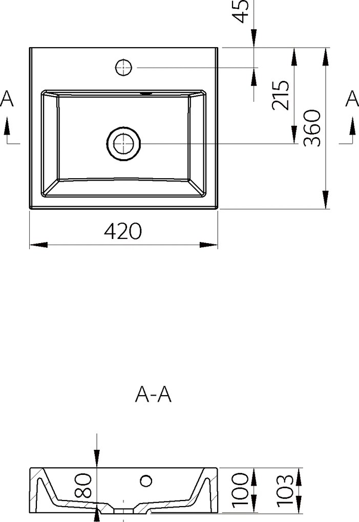 Sapho, ORINOKO umyvadlo 42x36cm, litý mramor, bílá, OR042