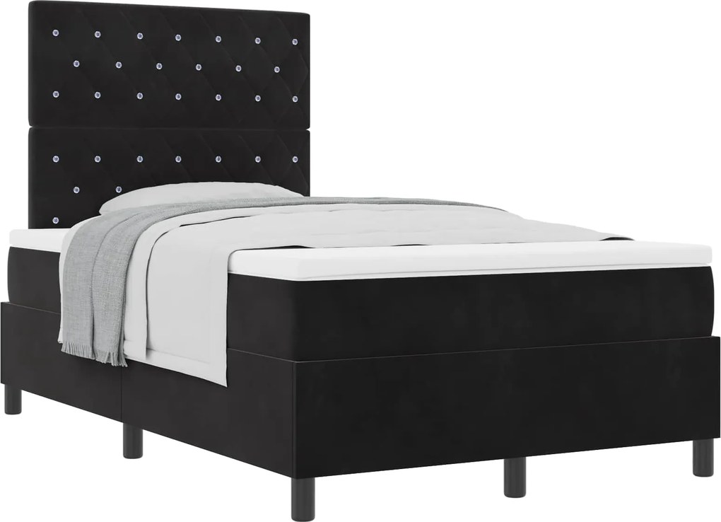 Postel s boxspringem s matrací s čelo Černý 120 x 200 cm samet 3339760
