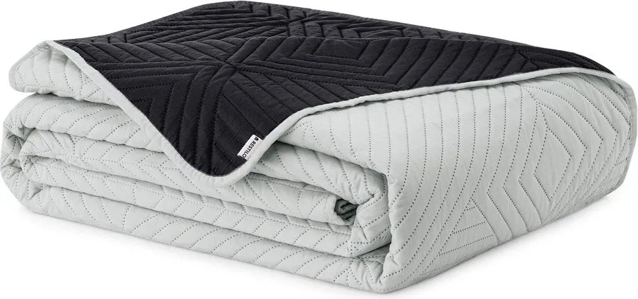 Černý/světle šedý prošívaný přehoz z mikrovlákna 240x260 cm Softa – Restilo