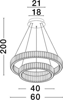 Závěsné LED svítidlo NOVA LUCE AURELIA 46W 3500K 9333077 stmívatelné Triac