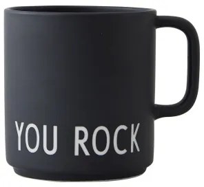 Porcelánový hrnek s ouškem You Rock Black Design Letters