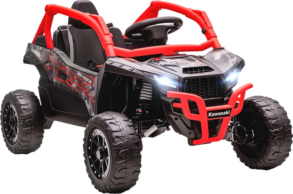 AIYAPLAY Elektrické dětské auto 12V s licencí Kawasaki Teryx KRX 1000 Dálkové ovládání Zadní odpružení červená