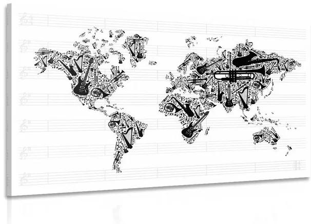 Obraz hudební mapa světa v inverzní podobě