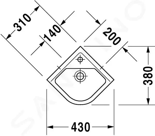 DURAVIT - Starck 3 Umývátko rohové 430x380 mm, s 1 otvorem pro baterii, s WonderGliss, bílá (07524400001)
