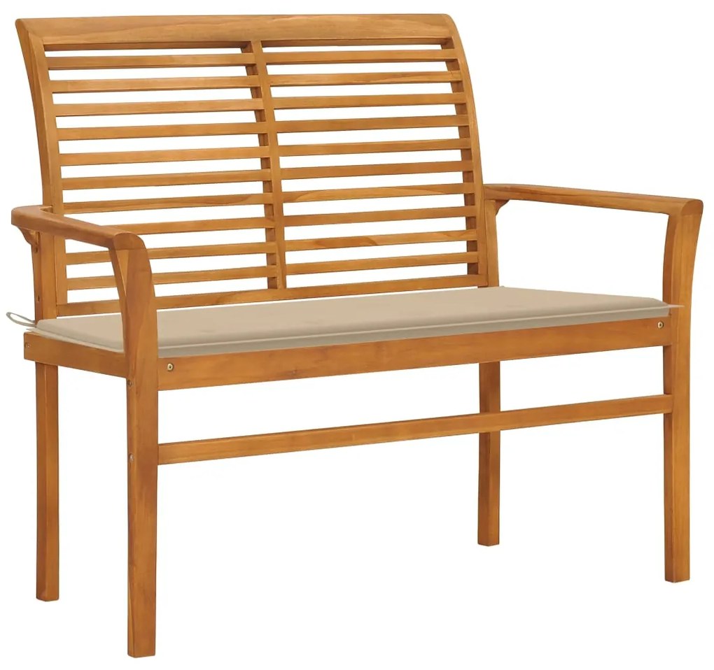 vidaXL Marketos Zahradní lavice s béžovou poduškou 112 cm masivní teak