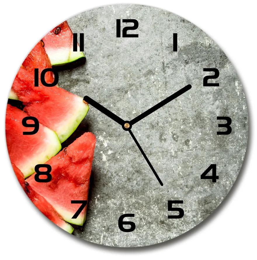 Wallmuralia Skleněné hodiny kulaté Nakrájený meloun fi 30 cm