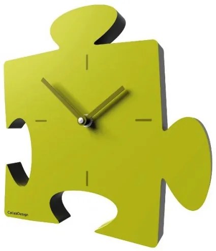 Designové hodiny 55-10-1 CalleaDesign Puzzle clock 23cm (více barevných variant) Barva tmavě zelená klasik-77 - RAL6004 Dýha bělený dub - 81