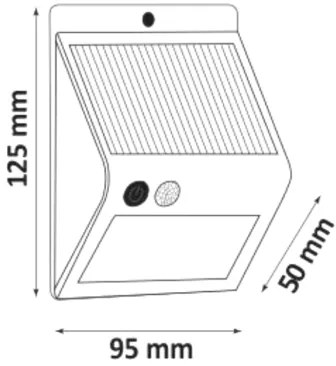 LED Solární nástěnné svítidlo se senzorem LED/2,2W/3,7V 2200 mAh IP44