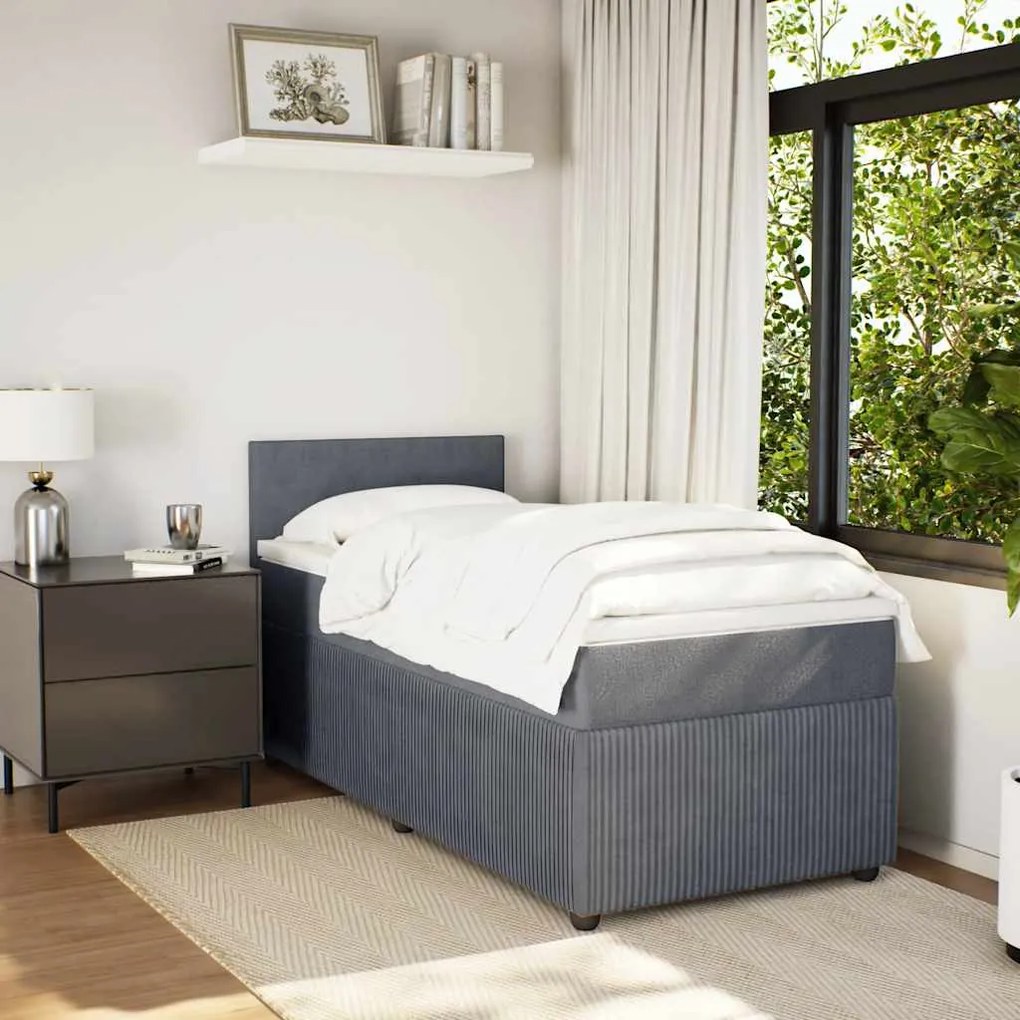 Box spring postel s matrací tmavě šedá 100x200 cm samet 3287657