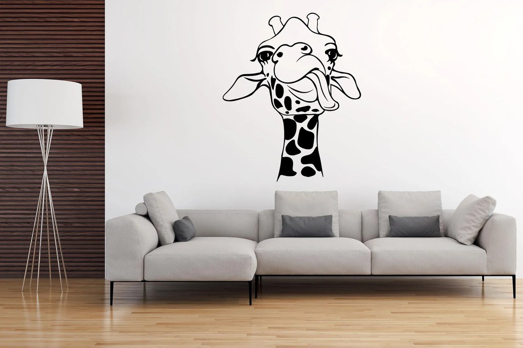 Lepy.cz Samolepka na zeď Žirafa s jazykem Velikost (šířka x výška): 97x120cm, Barevná varianta: Ledová modrá