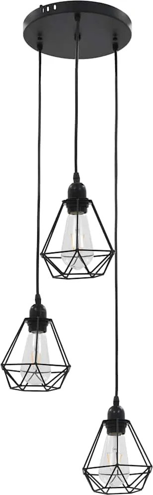 Stropní lampa s diamantovým designem černá 3 x žárovka E27 281634