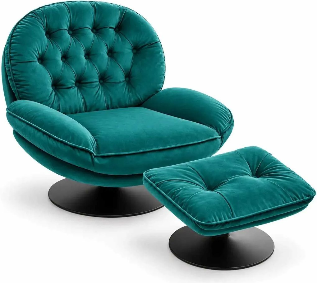 LuxuryForm DESIGN Otočné křeslo LUNA s podnožkou - zelené