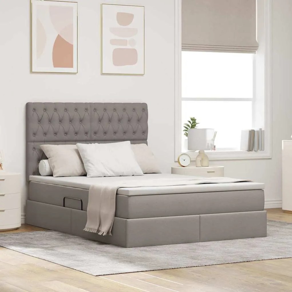 Postel s úložným prostorem a matrací Taupe 140 x 200 cm textil 3371850