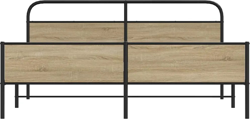 Kovový rám postele bez matrace kouřový dub 183 x 213 cm 3318675