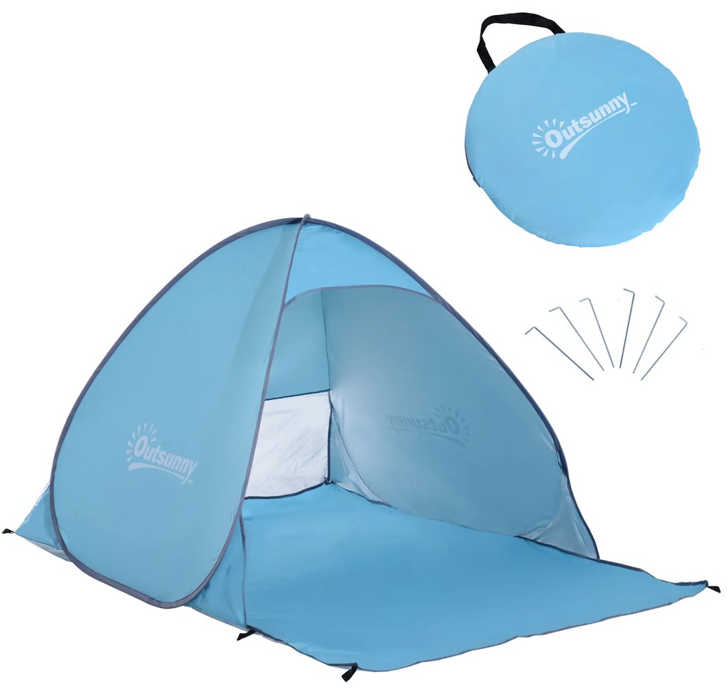 Outsunny beach shell pop up stan 200x150x119cm rychlé automatické stavění z polyesteru v modré barvě pro perfektní dovolenou na pláži | Aosom.de