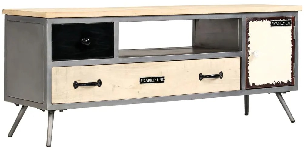 TV stolek masivní mangovníkové dřevo a ocel 120 x 30 x 45 cm 246282
