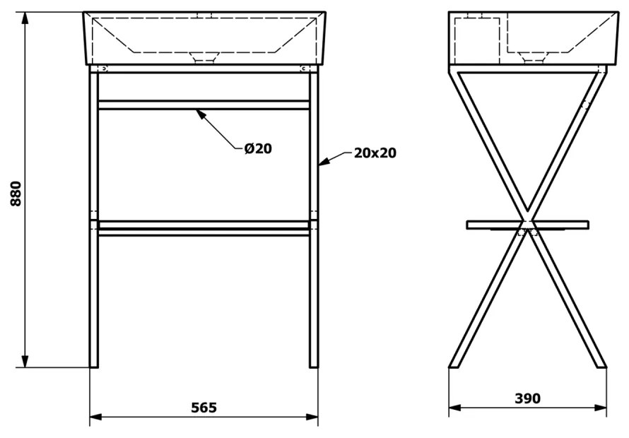 Sapho FERRO podstavec pod umyvadlo 565x720x390mm, černá SKA560-1