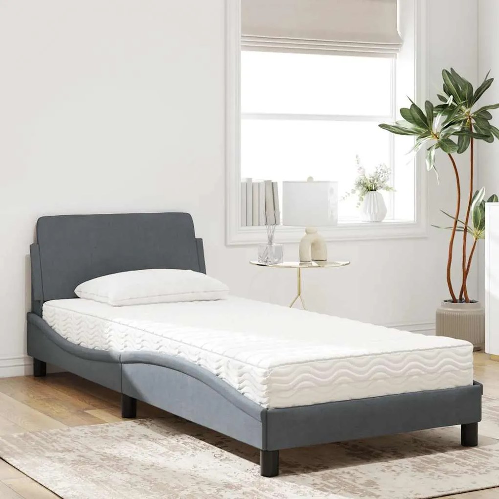 Postel s matrací Dover tmavě šedá 80 x 200 cm samet 3208292