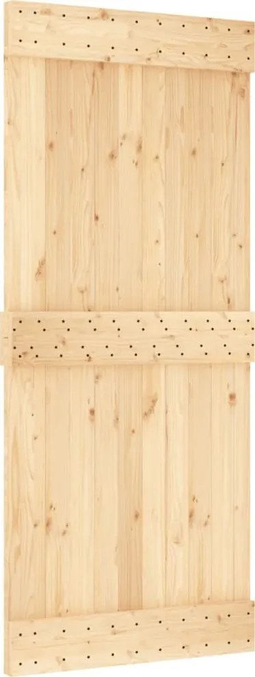 vidaXL Posuvné dveře s kováním 90 x 210 cm masivní borové dřevo [3203257]