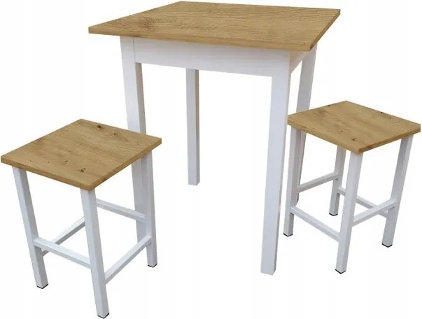 Dede Set - kuchyňský stůl 60 x 60 cm + 2x židle MINI  -  dub artisan / bílá