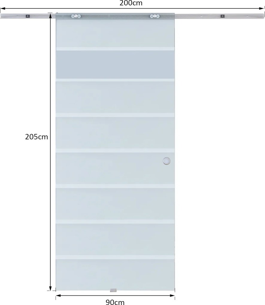 HOMCOM Skleněné posuvné dveře Posuvné dveře Skleněné dveře Pokojové dveře částečně satinované 775 / 900 / 1025 x 2050 mm | Aosom