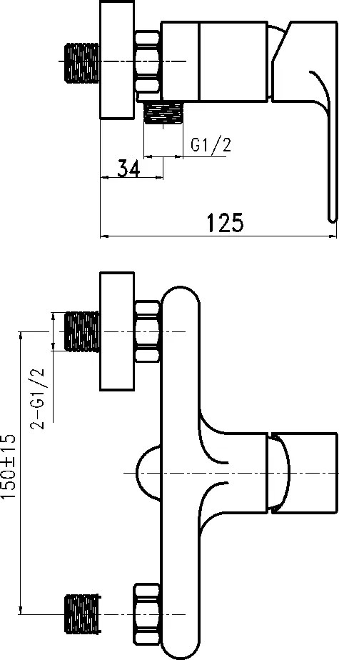 Novaservis Nobless Trend - Sprchová baterie bez příslušenství 150 mm, chrom, 41061/1,0