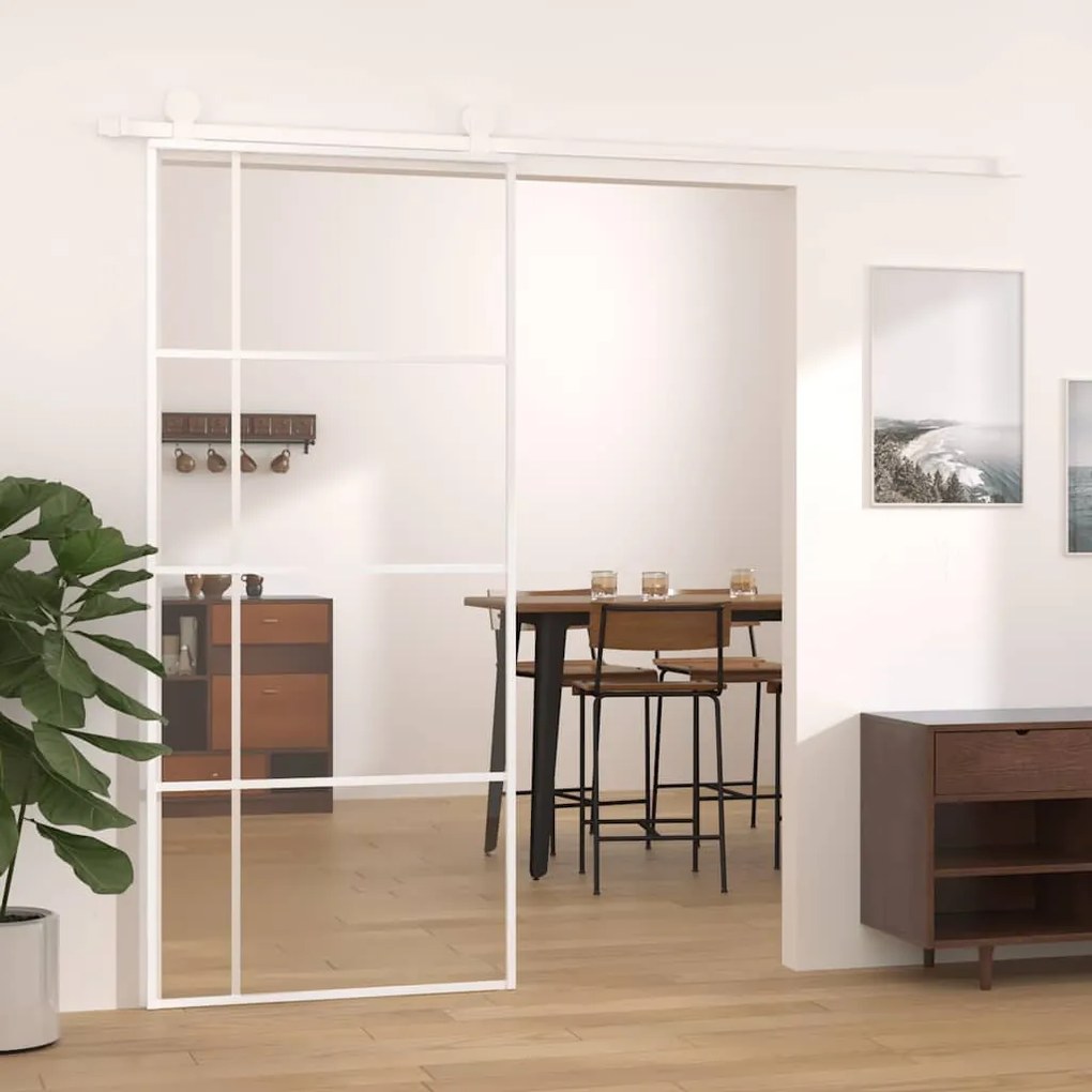 Posuvné dveře ESG sklo a hliník 90 x 205 cm bílé 151684