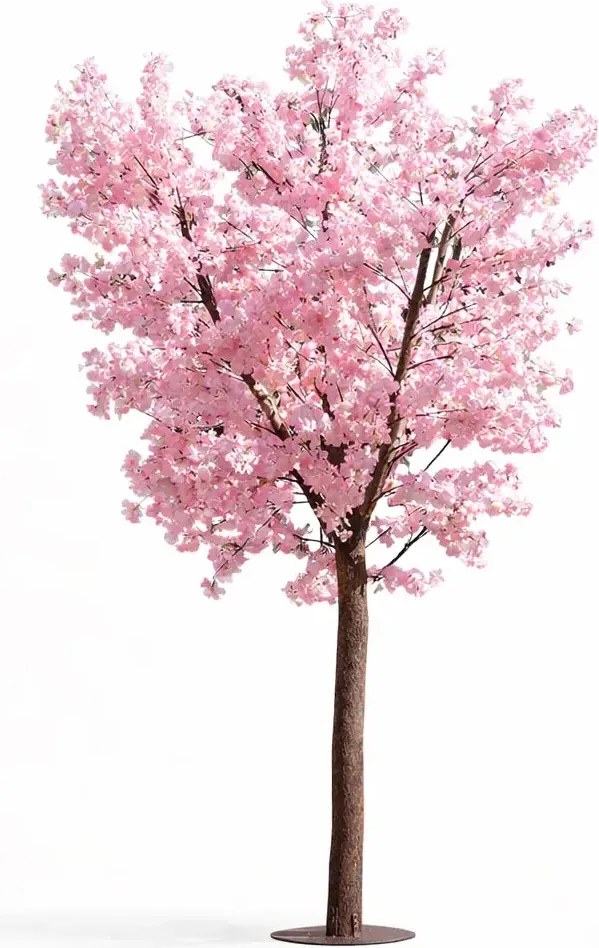 3D umělý strom Sakura 300 × 200 cm, růžová dekorace, IP44 venkovní, kov a plast