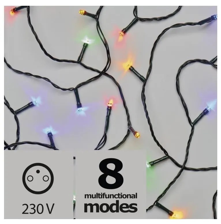 EMOS ZY2014 96 LED řetěz, 10m, červ./zel./mod., programy, časovač