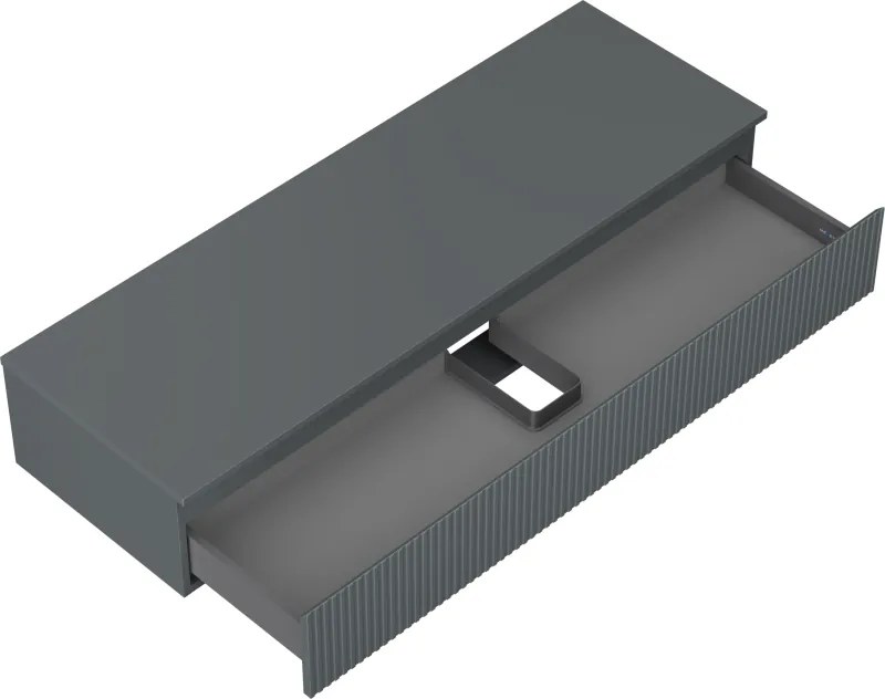 Mexen Rivel, koupelnová skříňka pod umyvadlo 140 cm s horní deskou, 1 zásuvka, drážkovaná, grafit matná - 91A20-14023-1-BFC66