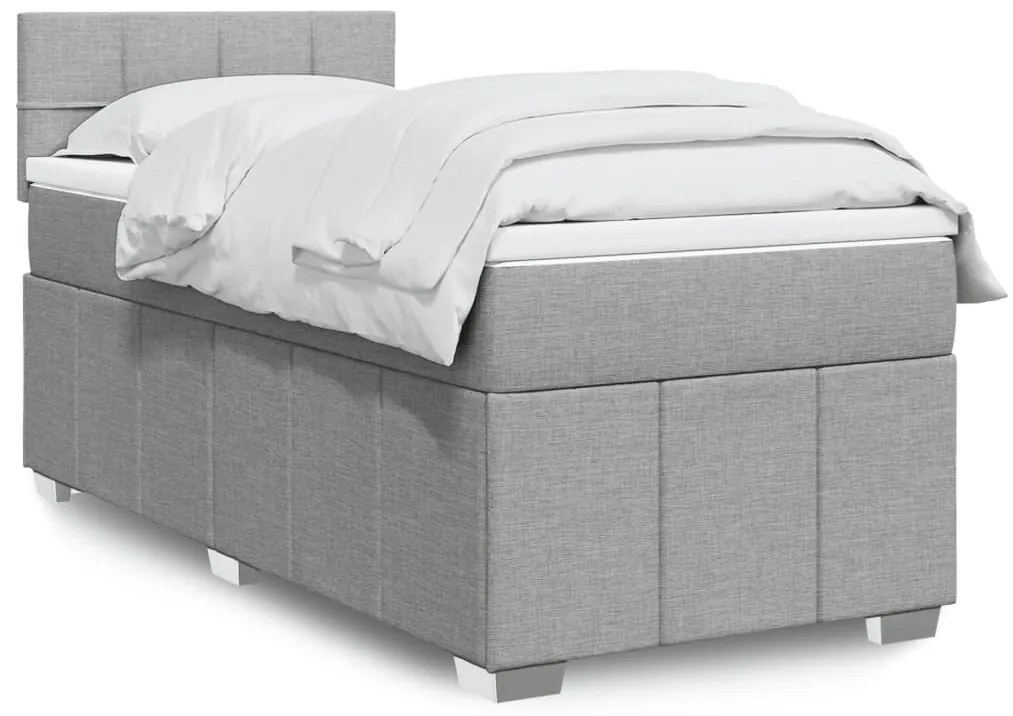 Box spring postel s matrací světle šedá 90x200 cm textil 3286951