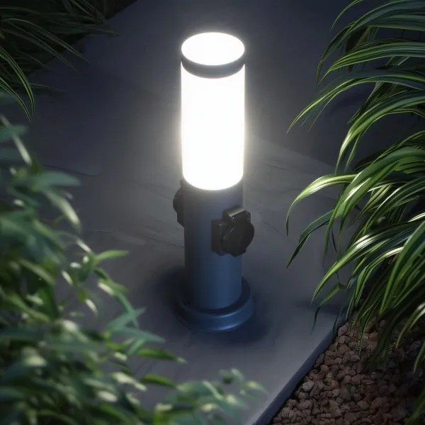 Brilagi -Venkovní lampa se 2 zásuv. SCHUKO NOVA 1xE27/15W/230V 40 cm IP44 antrac