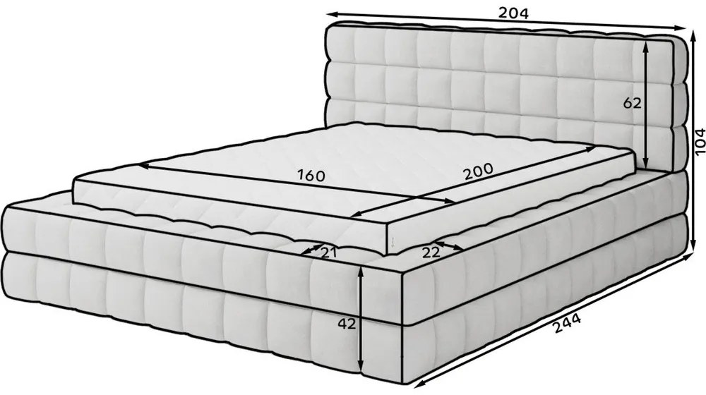 Modrá čalouněná dvoulůžková postel s úložným prostorem s roštem 160x200 cm Dizzle – ELTAP