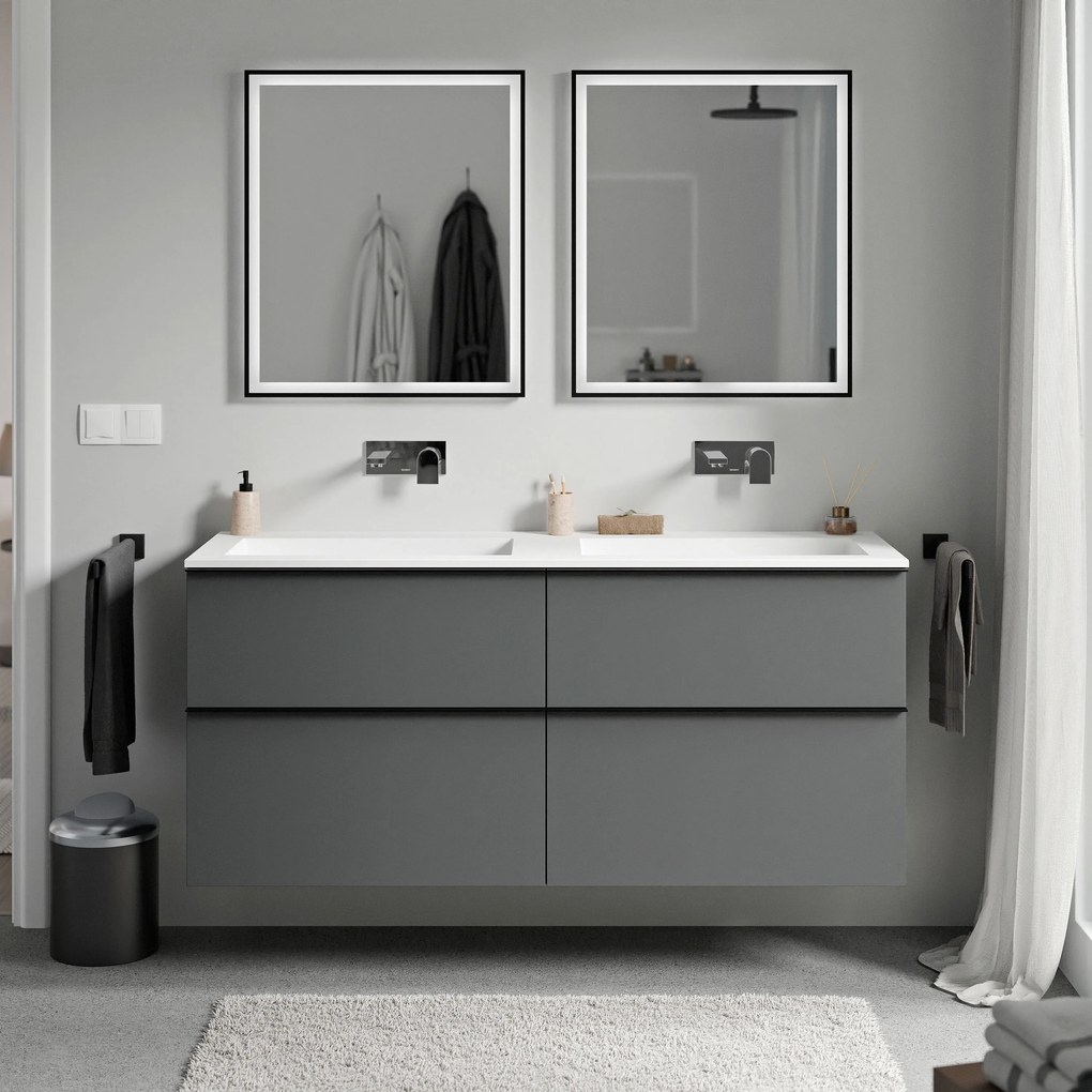 Koupelnová skříňka LAVOA 120 cm s umyvadlem z minerálního odlitku BRUXELLES