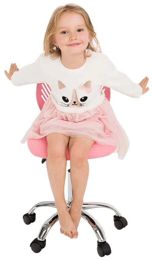 Dětská židle PIXIE - růžový polyester